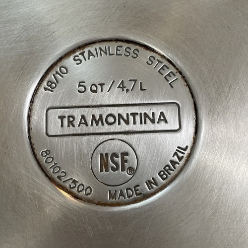 TRAMONTINA 3-Ply 5 Qt. STAINLESS STEEL SAUTE PAN w/Lid~Made in Brazil ...