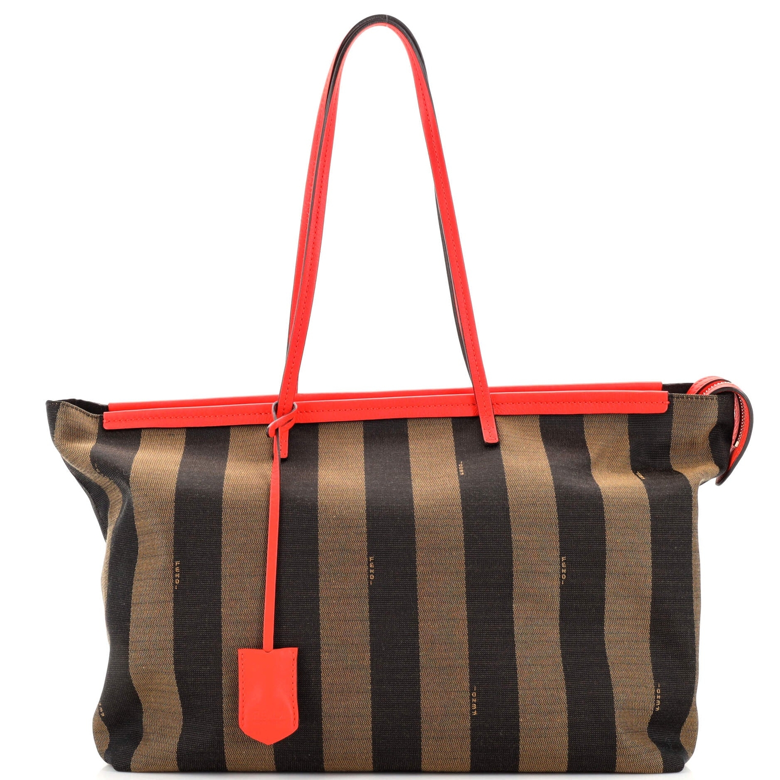 Fendi Pequin Roll Tote Canvas Large Brown - Gem