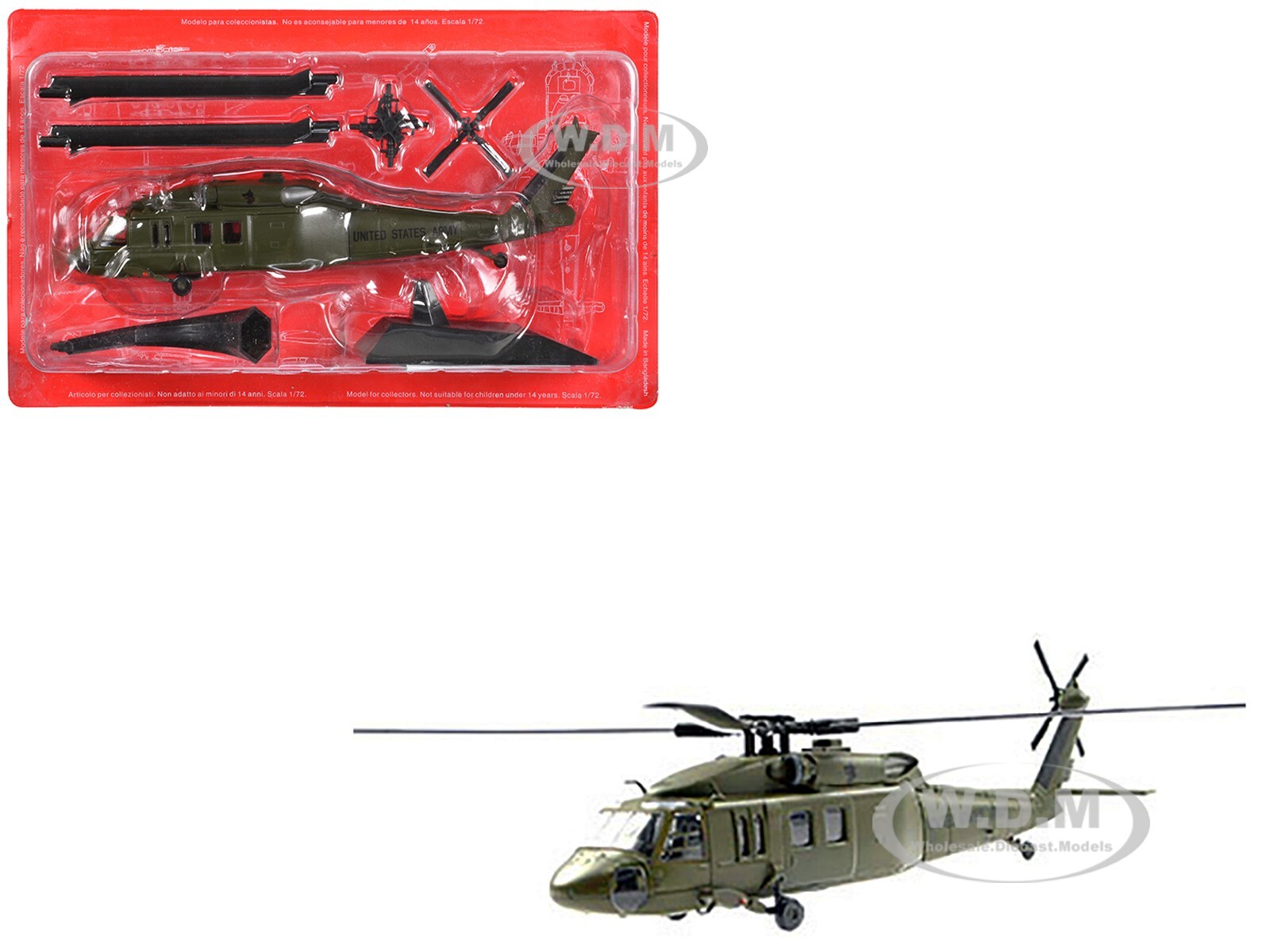 SIKORSKY UH-60A BLACK HAWK HELICOPTER US ARMY 1/72 MODEL BY ALTAYA ...