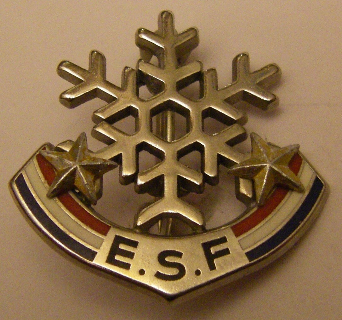 pin's BROCHE ESF FLOCON de NEIGE 2 ETOILES ECOLE SKI FRANCAIS 1 DECAT ...