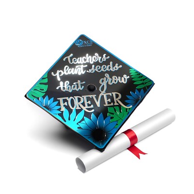 Aluminum Graduation Cap Decorations Cap Topper, Teacher Plant Seeds ...