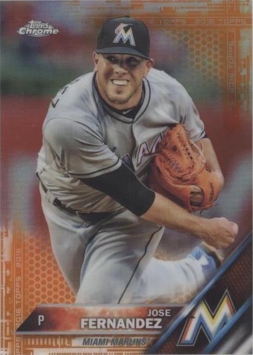 2016 Topps Chrome Jose Fernandez 197 Orange Refractor 25 For Sale