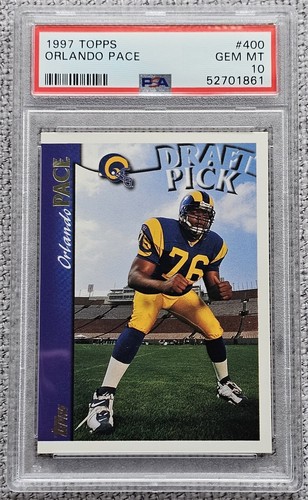 1997 ORLANDO PACE Topps PSA 10 Rc rookie card #400 Gem Mint Rams HOF | eBay