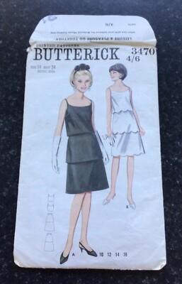 Vintage Butterick Sewing Pattern 3470 Two Piece Dress 1960s Size 14 -34 ...