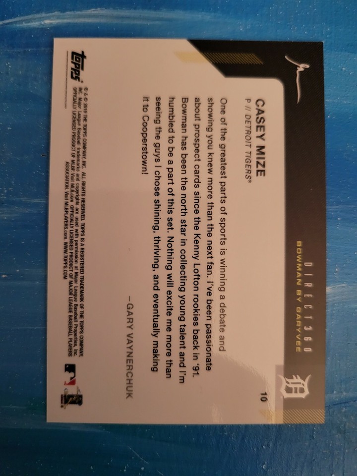 2019 Topps Gary Vee Direct 360 Casey Mize Bowman by Gary #10 Tigers | eBay