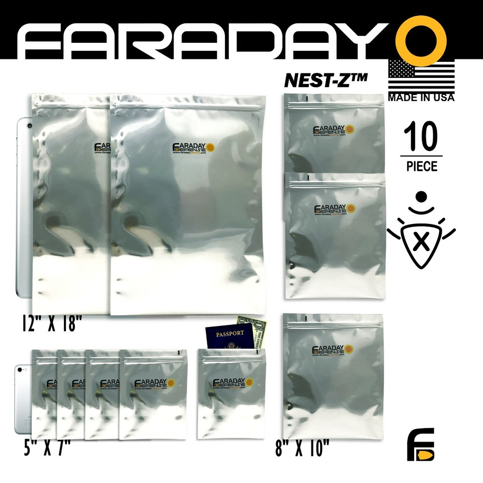 Faraday Cage EMP Bags, 7.0mil Heavy Duty, 10pc Kit BULK LOT X-LARGE ...