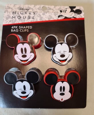 NOC Disney Mickey Mouse Face Shape Expressions 4PK Bag Clips Gray Red ...