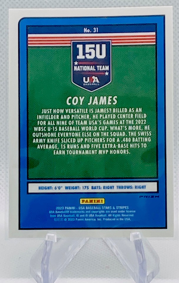 2023 USA Stars & Stripes Coy James Stars Prizm #31 - USA 15U National ...