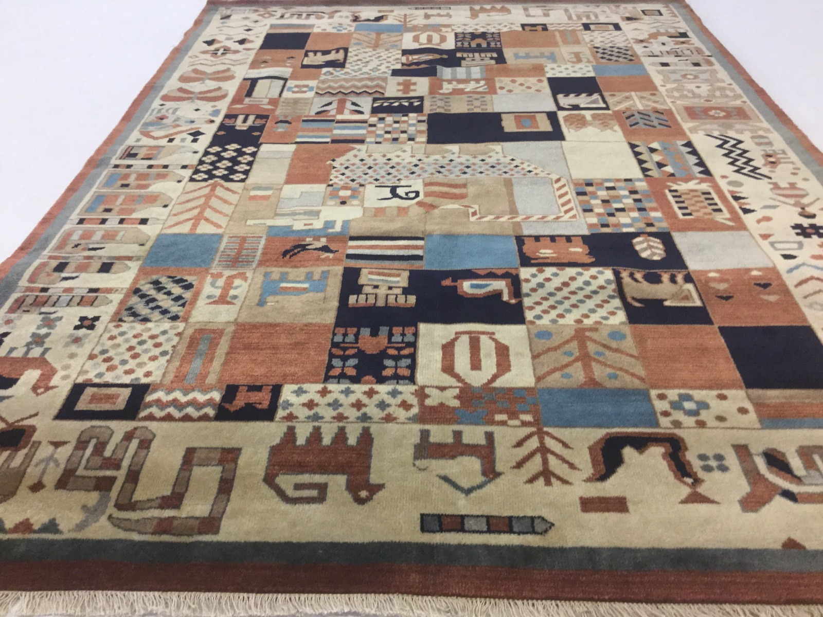 5'.8" x 7'.9" Multicolor Modern Oriental Area Rug Hand Knotted Wool ...