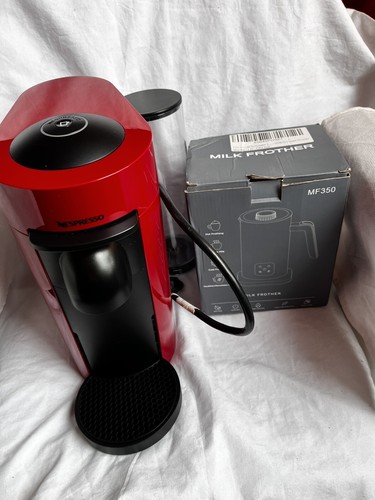 Nespresso Vertuo Plus Cherry GDB2 Red Coffee Maker & Oyuget MF350 Milk ...