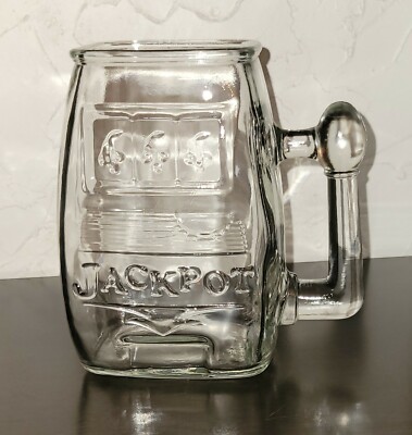 Vintage Large Clear Jackpot Slot Machine Mug 32 Ounce Capacity Mancave ...