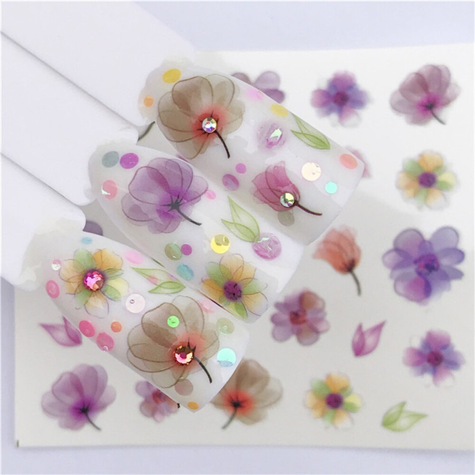 Nail Stickers Nails Blooming Flower Art Stickers Water Transfer ...