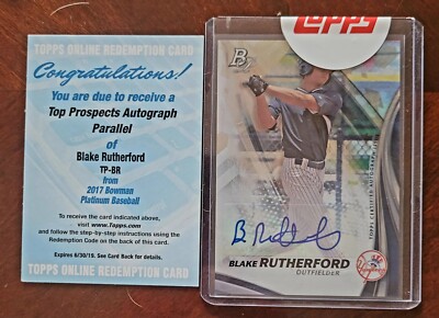 2017 Bowman Platinum Top Prospects Auto Blake Rutherford TPA-BR ...