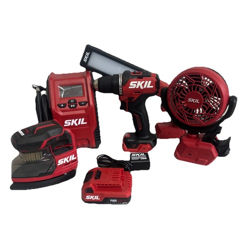 skil 12v 5 tool combo Drill, Sander, Light, Inflator, Fan, Battery ...
