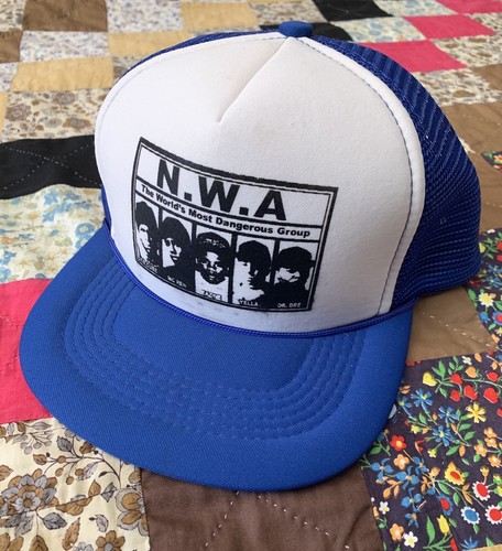 Vintage NWA Snapback Hat Trucker 90s Rap Compton CA Ice Cube Eazy E Dr ...