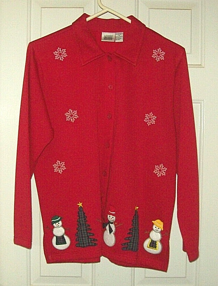 RED CHRISTMAS JACKET by Maxwell Jensen (polyester/cotton) sz M | eBay