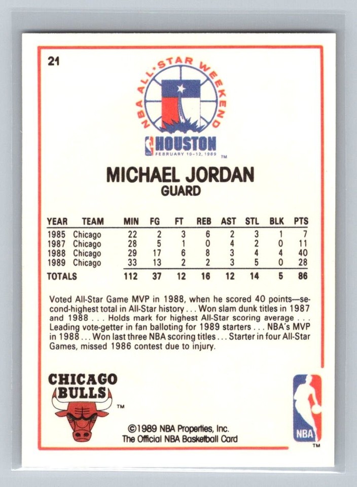 1989-90 NBA Hoops All-Star Game #21 Michael Jordan HOF Chicago Bulls ...