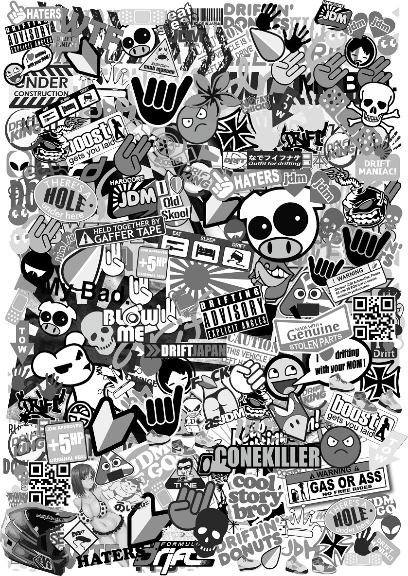 Sticker Bomb Wallpaper Black And White