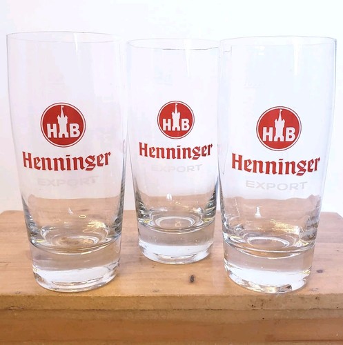Lot of 3 VINTAGE HB Henninger Export Beer Glass Germany .25 L | eBay