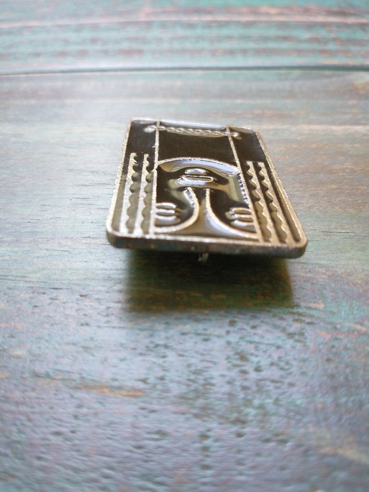 Vintage 1975 Pewter Charles Of the Ritz Black Enamel Brooch/Pin/Pendant ...