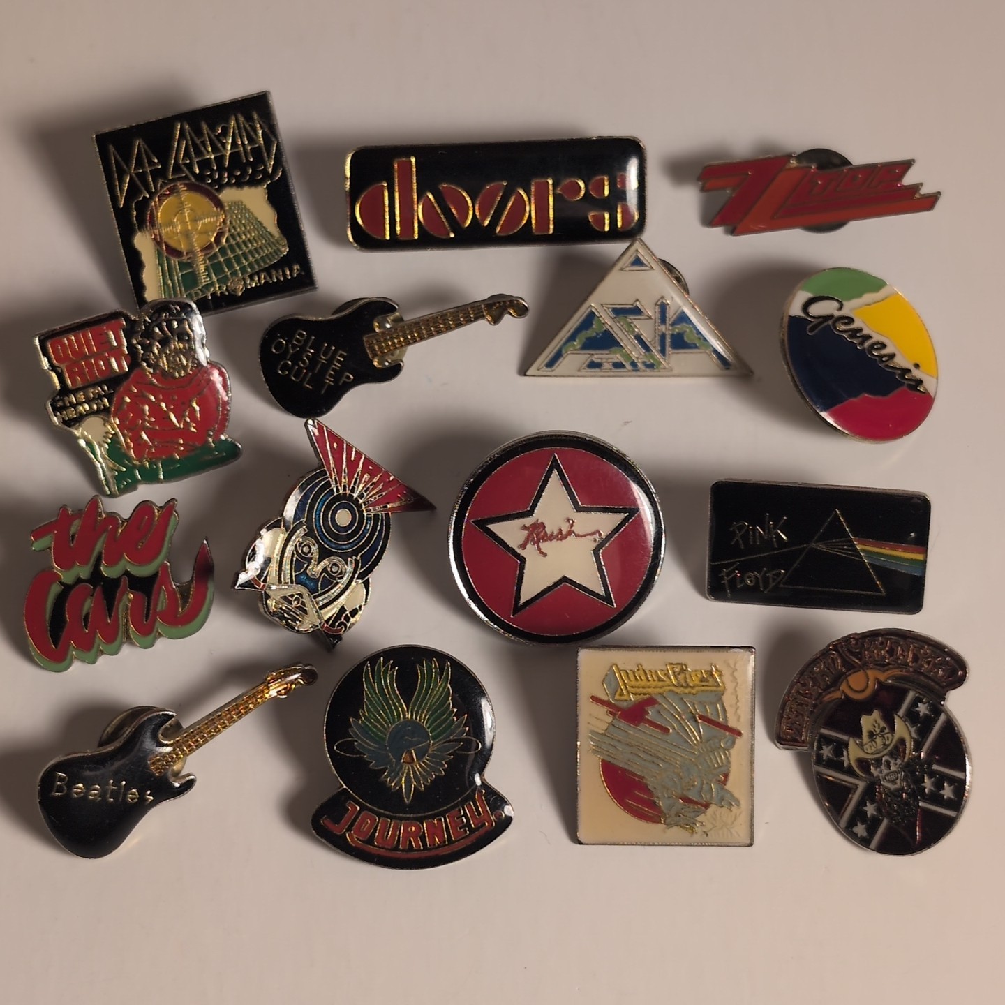 Vintage Lot Of 15 Rock & Roll Enamel Pins ZZ Top Judas Priest Beatles ...
