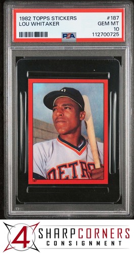 1982 TOPPS STICKERS #187 LOU WHITAKER TIGERS POP 5 PSA 10 | eBay