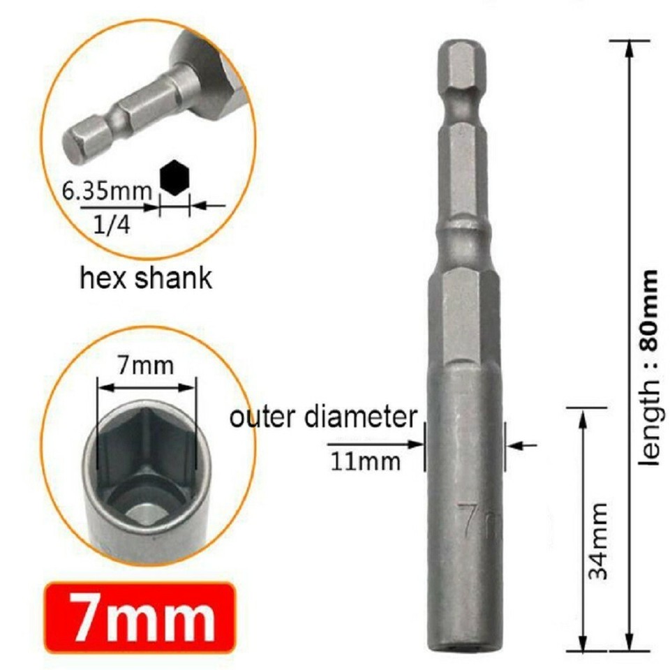 Hex Sockets Nut Driver Drill Bits Drive Impact Magnetic Socket Nut Bolt ...