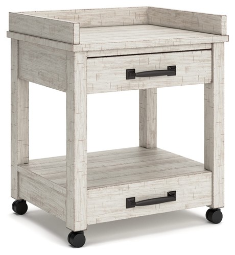 Carynhurst Rustic Farmhouse Printer Stand with Casters, Whitewash ...