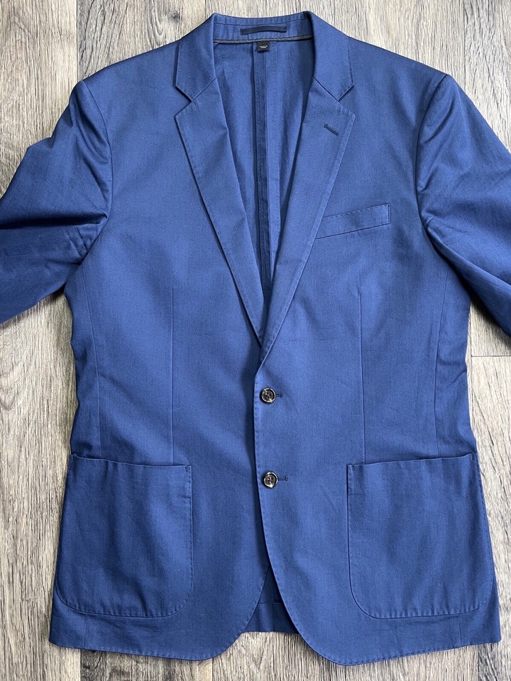 J CREW Ludlow Larusmiani Fabric Blue 100% Cotton Unlined 2 Btn Jacket - Sz 40 R | eBay