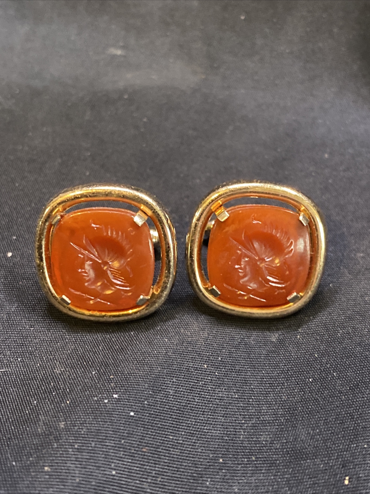 Knight Cameo Cuff Links Red Etched Knight Swank Cuff Links 3/4” | eBay