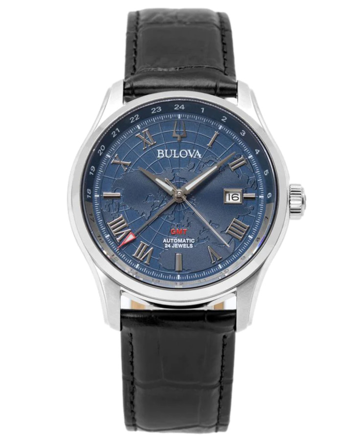 Bulova 96B385 Wilton GMT Automatic Sapphire Blue Dial Watch ...