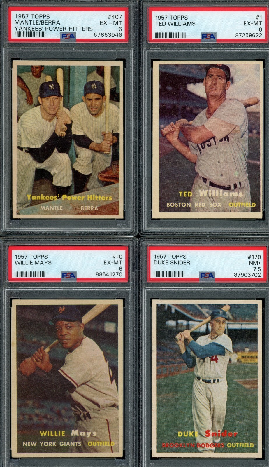 1957 Topps Complete Set EXMT (104 PSA GRADED - 80% FRESH SLABS - TOP ...