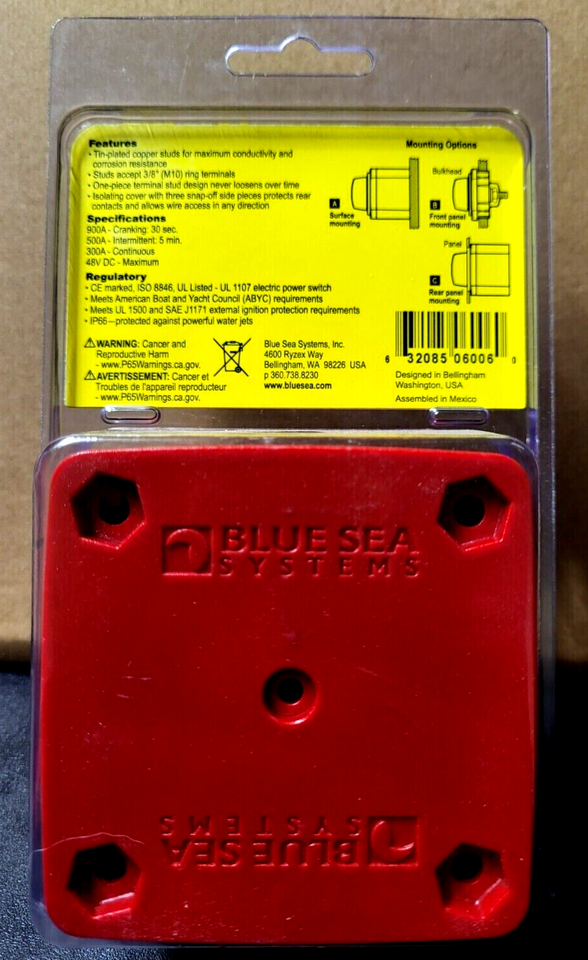 Battery Switch Single Circuit On/Off Marine Boat - Blue Sea 6006 M ...