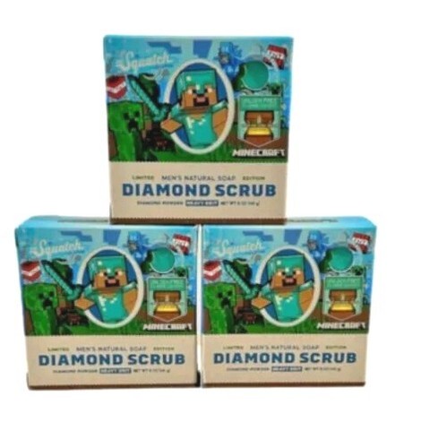 3 Minecraft Edition Diamond Scrub Soap Dr. Squatch with GAME CODES 3 Pk ...