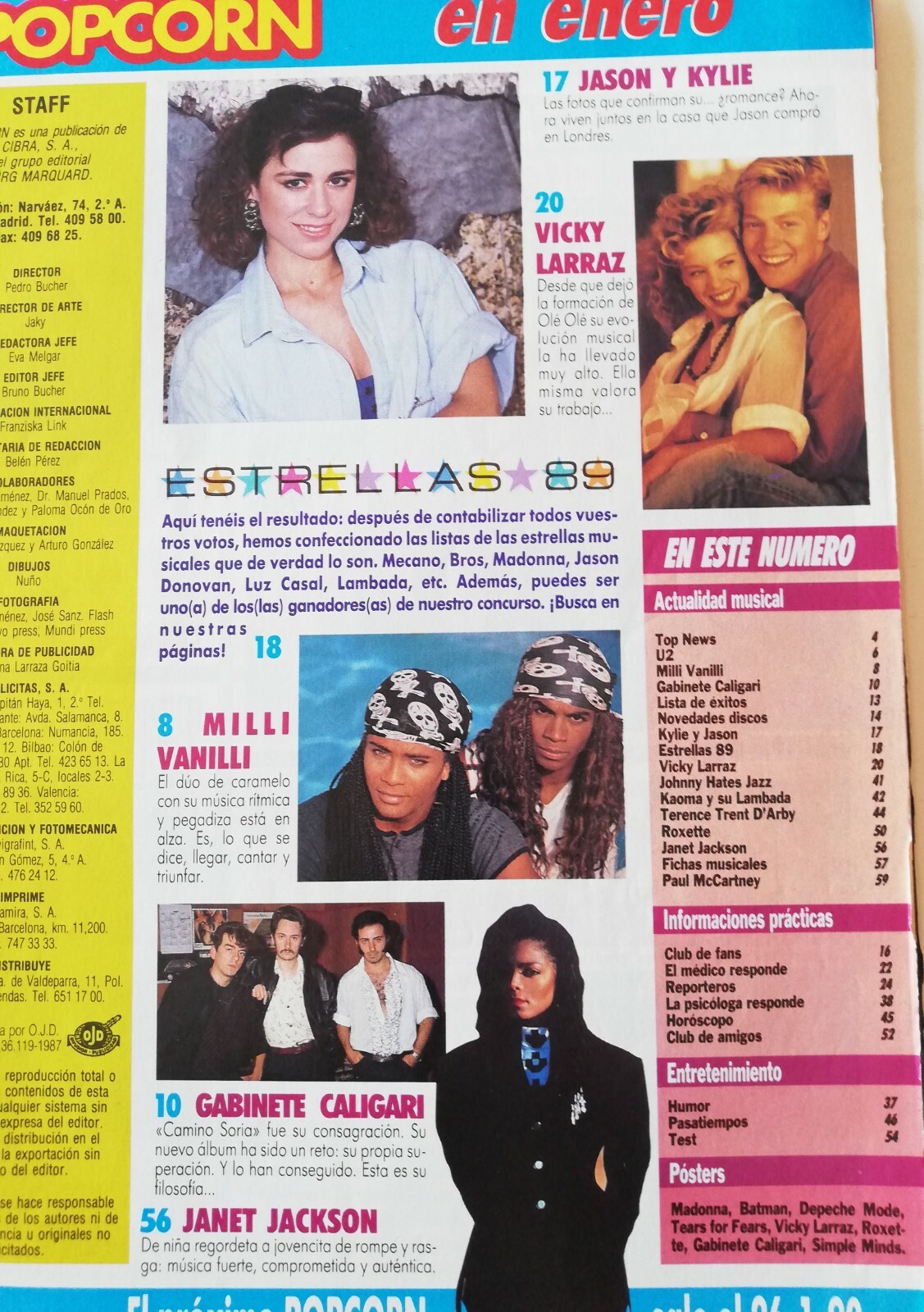 Revista POPCORN 26 Roxette U2 Madonna Kylie Minogue Vicky Larraz Janet ...