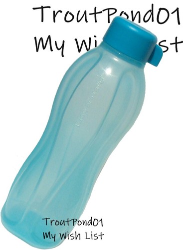 TUPPERWARE Sports Water Bottle 16 oz Sheer Aqua Blue w/ Blue Twist Cap ...
