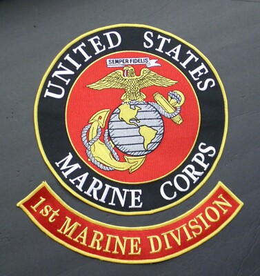 MARINE CORPS 1st MARINES LARGE EMBROIDERED PATCH with Rocker 10 inches ...
