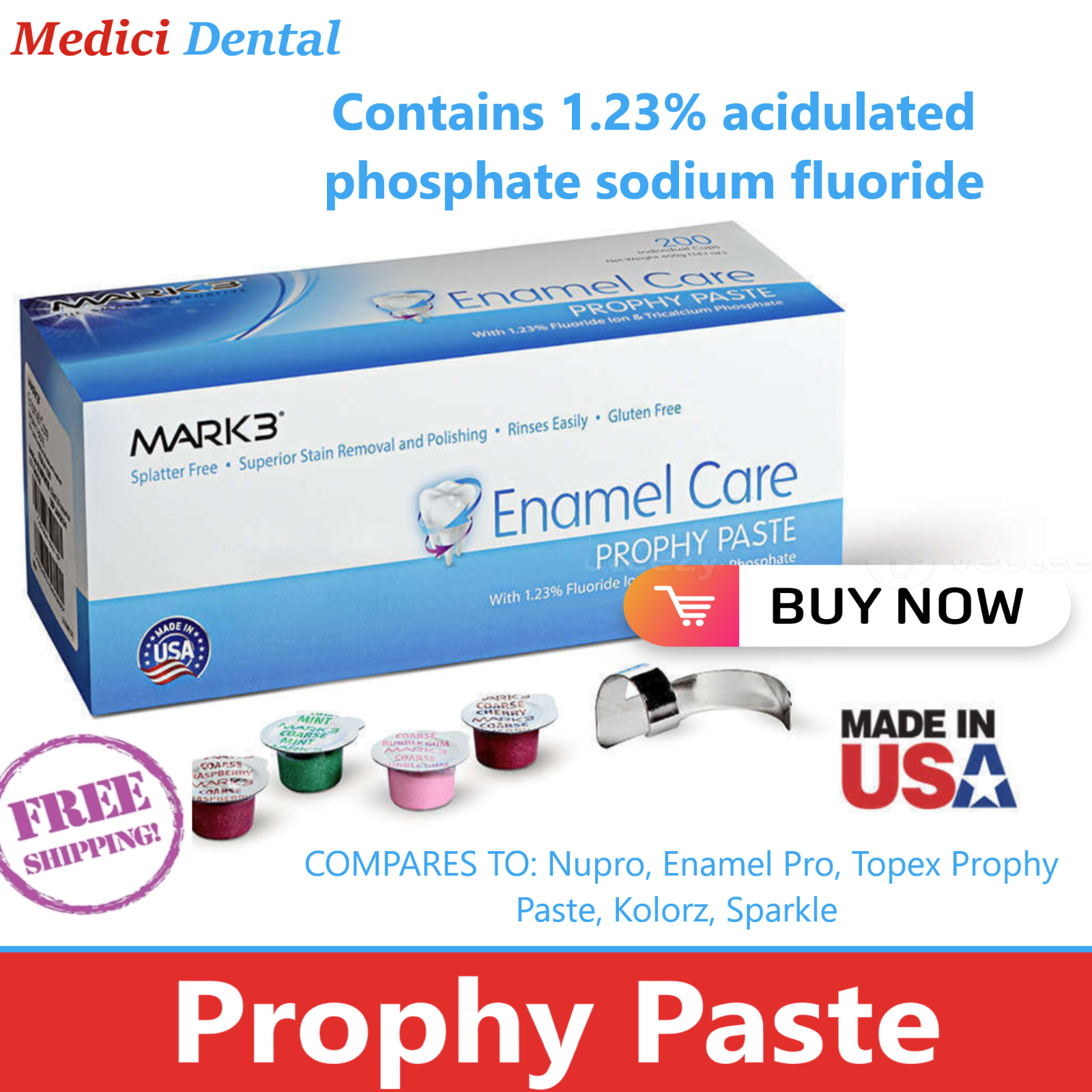 Dental Prophy Paste 1000 Cups Prophylaxis Non Splatter Mark3 All Grits ...