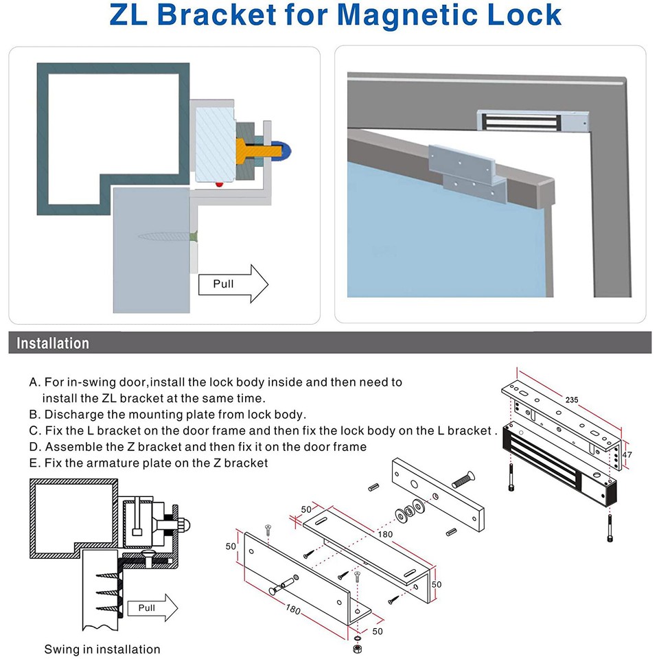 Z&L Bracket for Inward Door Waterproof 600lb Holding Force ...