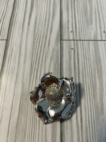 Silver Colored Flower Brooch | eBay