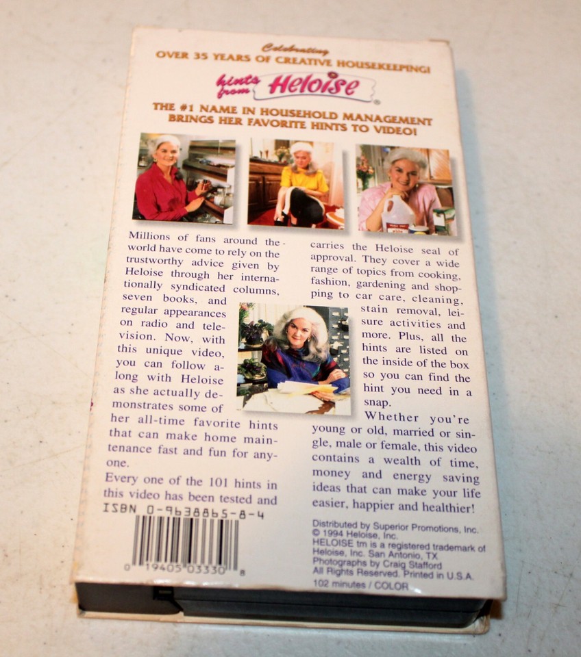 All-Time 101 Favorite Hints from Heloise (VHS, 1995) Creative ...