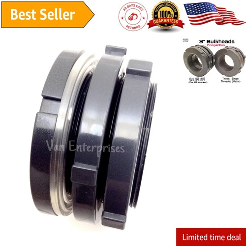 3" Dual Locking Nut Bulkhead Fitting Adapter - Perfect for Pools & Aquariums | eBay
