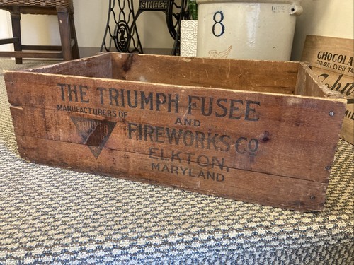 Vintage Wooden Fireworks Crate Triumph Brand Elkton Maryland Box Toy ...