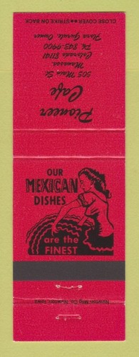 Matchbook Cover - Pioneer Cafe Mexican Restaurant Manassa Colorado RED ...