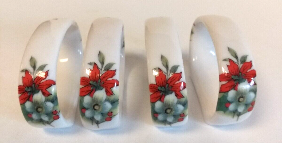 Vintage Porcelain Napkin Rings Holders Set of 4 Floral | eBay