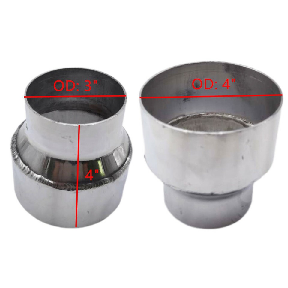 3" OD to 4" OD Universal Exhaust Pipe to Component Adapter Reducer ...