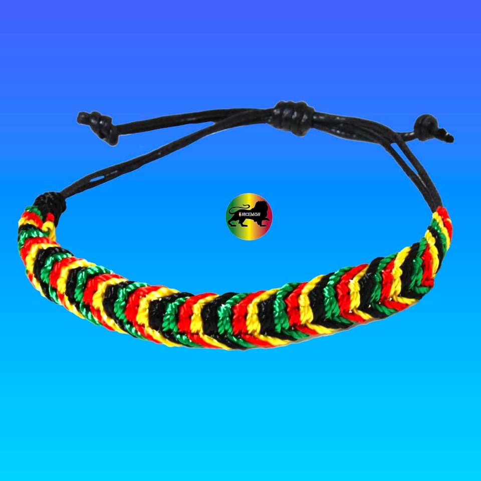 Rasta String Waxcord Bracelet Wrist Band Hippie Hawaii Negril Reggae ...