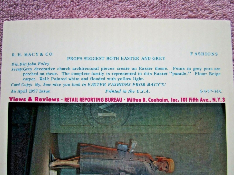 1957 R.H. MACY & Co. STORE WINDOW DISPLAY EASTER FASHIONS PHOTOGRAPH ...
