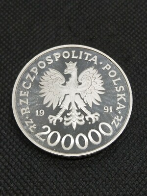 200000 Zlotych 1991 MW Poland Ag Proof "200th Anniversary Of The ...