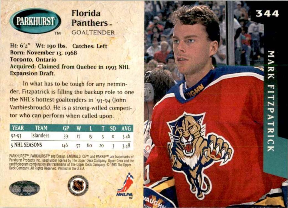 1993-94 PARKHURST MARK FITZPATRICK FLORIDA PANTHERS #344 | eBay